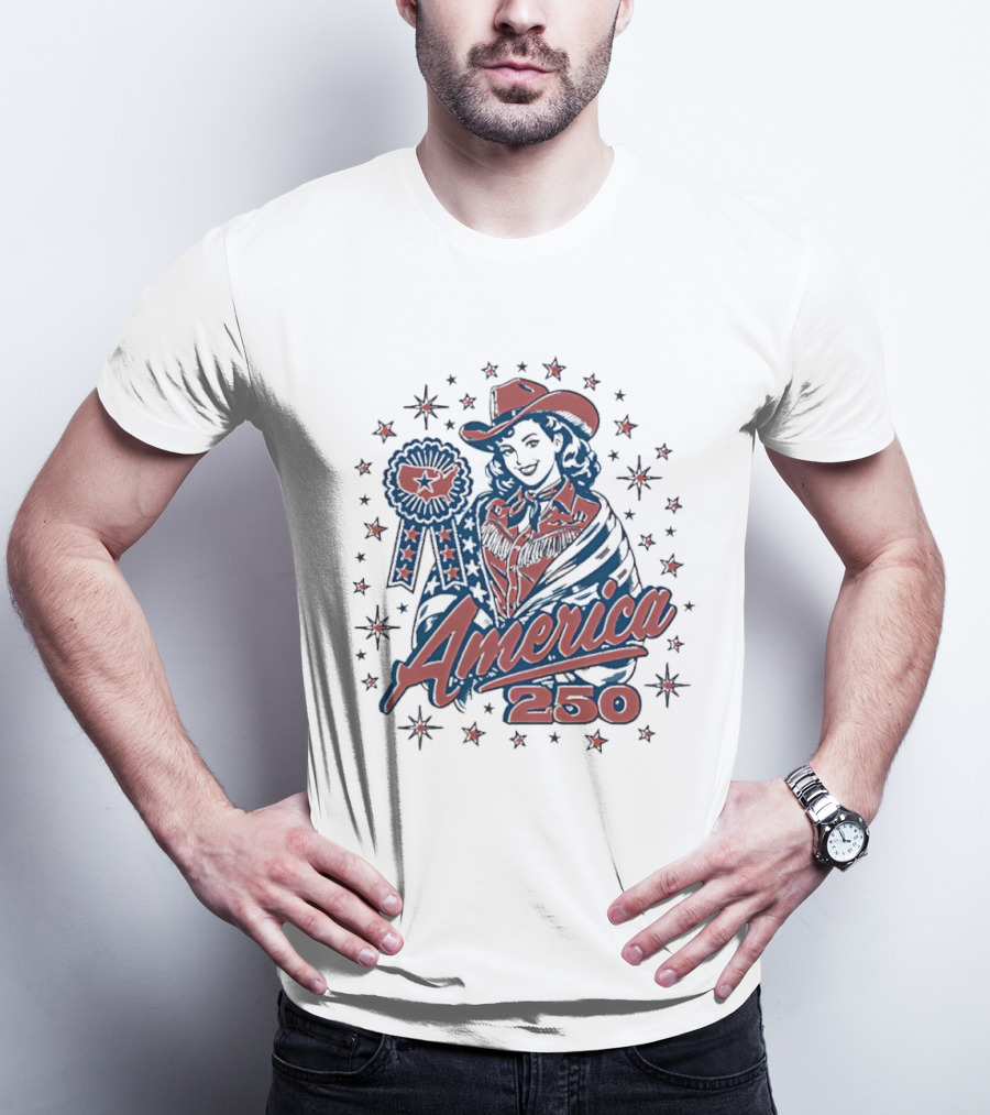 America 250 Western Cowgirl Stars T-Shirt