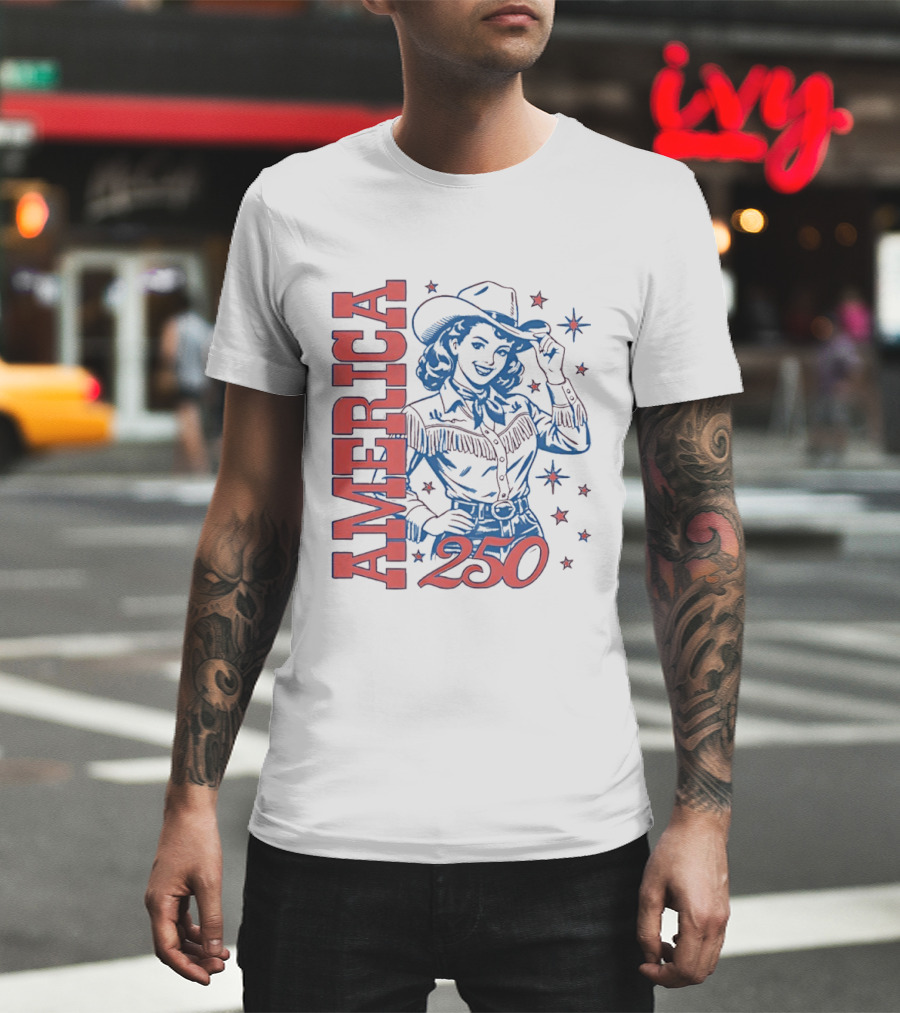 America 250 Western Girl Vintage Cowgirl T-Shirt