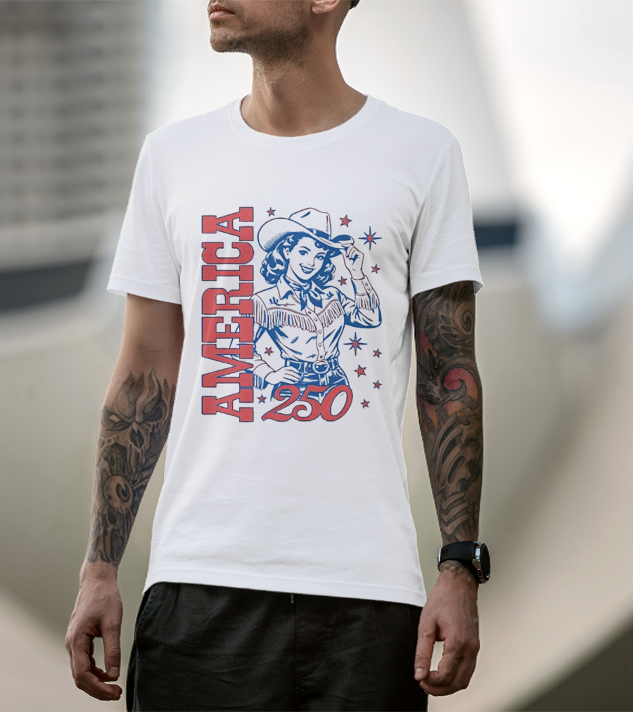 America 250 Western Girl Vintage Cowgirl T-Shirt