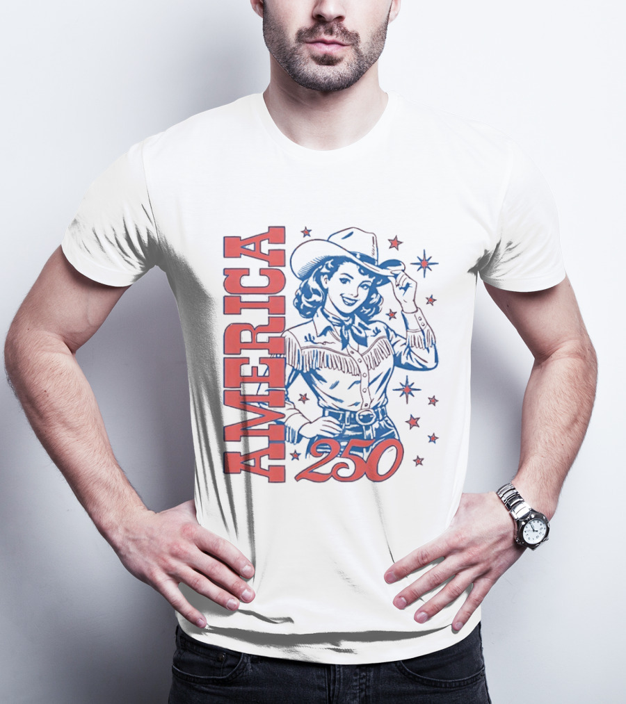 America 250 Western Girl Vintage Cowgirl T-Shirt
