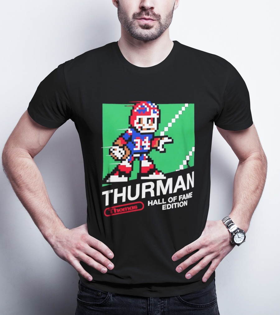 Thurman 34 Hall Of Fame Edition Buffalo Bills Pixel Art Retro Football T-Shirt