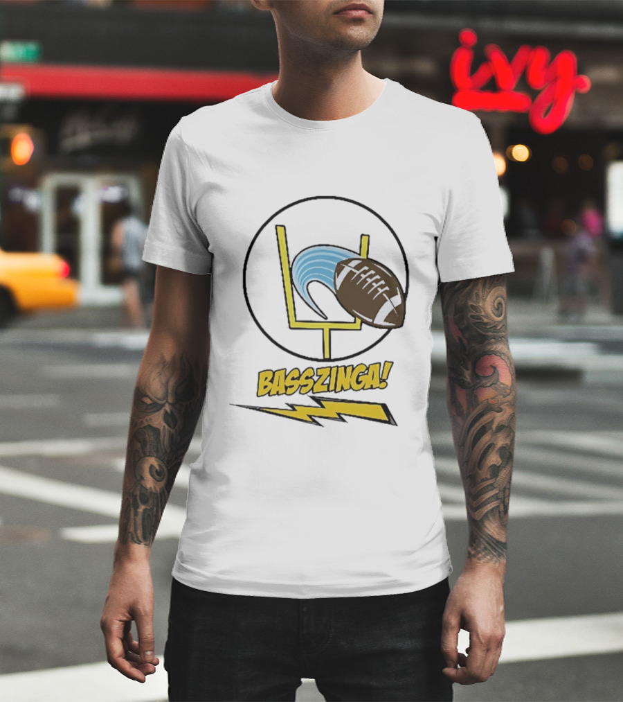 Basszinga Football Wave Goalpost Lightning T-Shirt