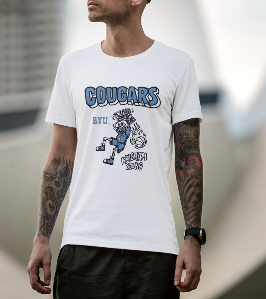 BYU Cougars Skeleton Brigham Young Basketball T-Shirt