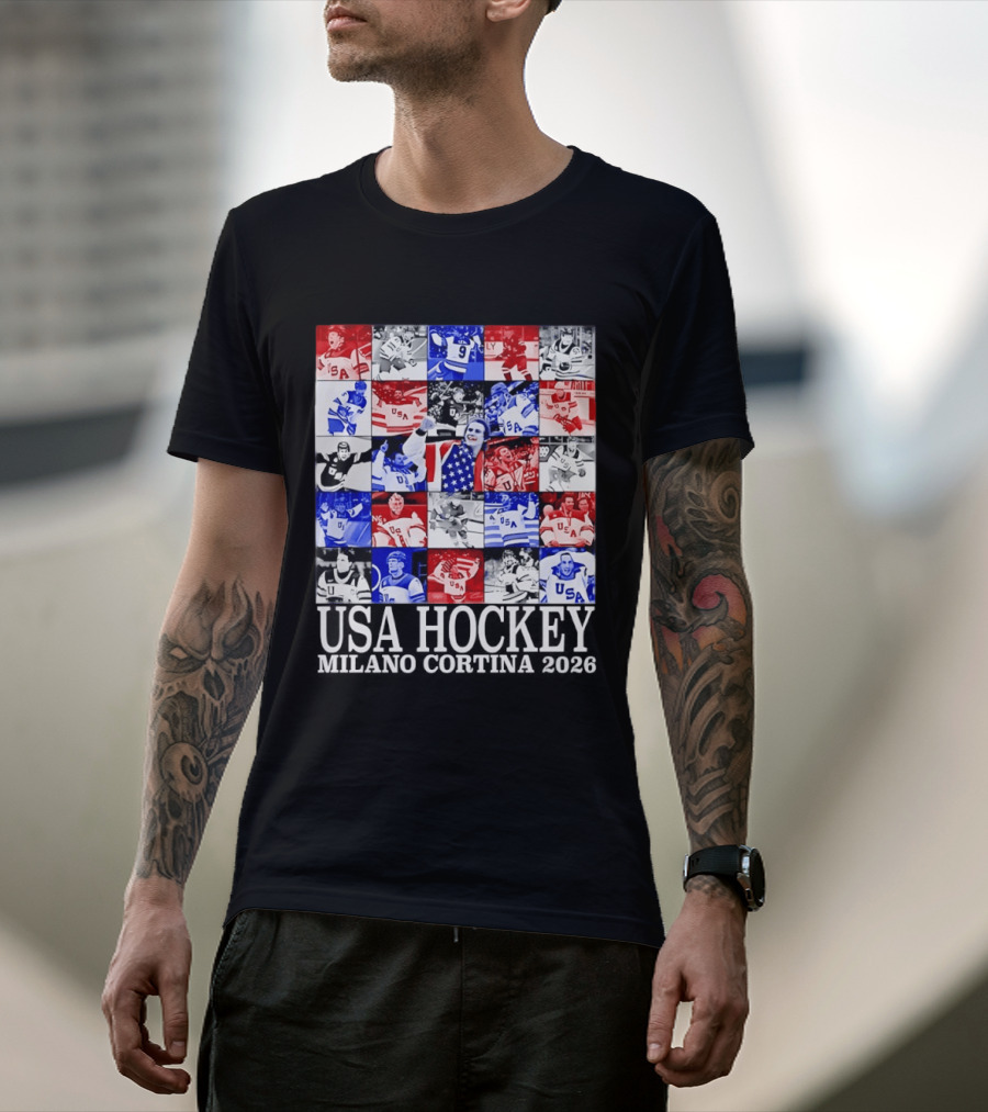 USA Hockey Team Collage Milano Cortina 2026 T-Shirt