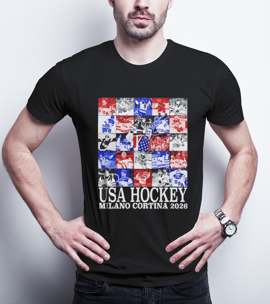 USA Hockey Team Collage Milano Cortina 2026 T-Shirt