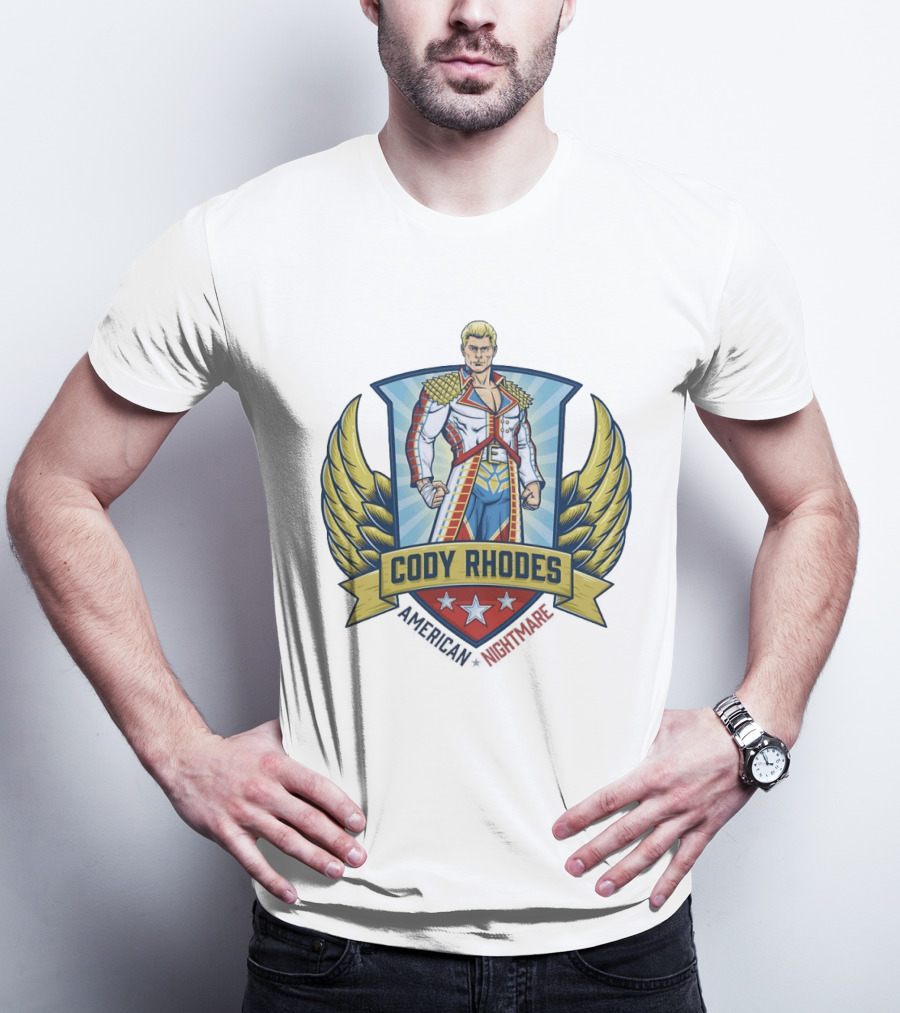 Cody Rhodes American Nightmare WWE Wings Emblem With Stars And Shield T-Shirt