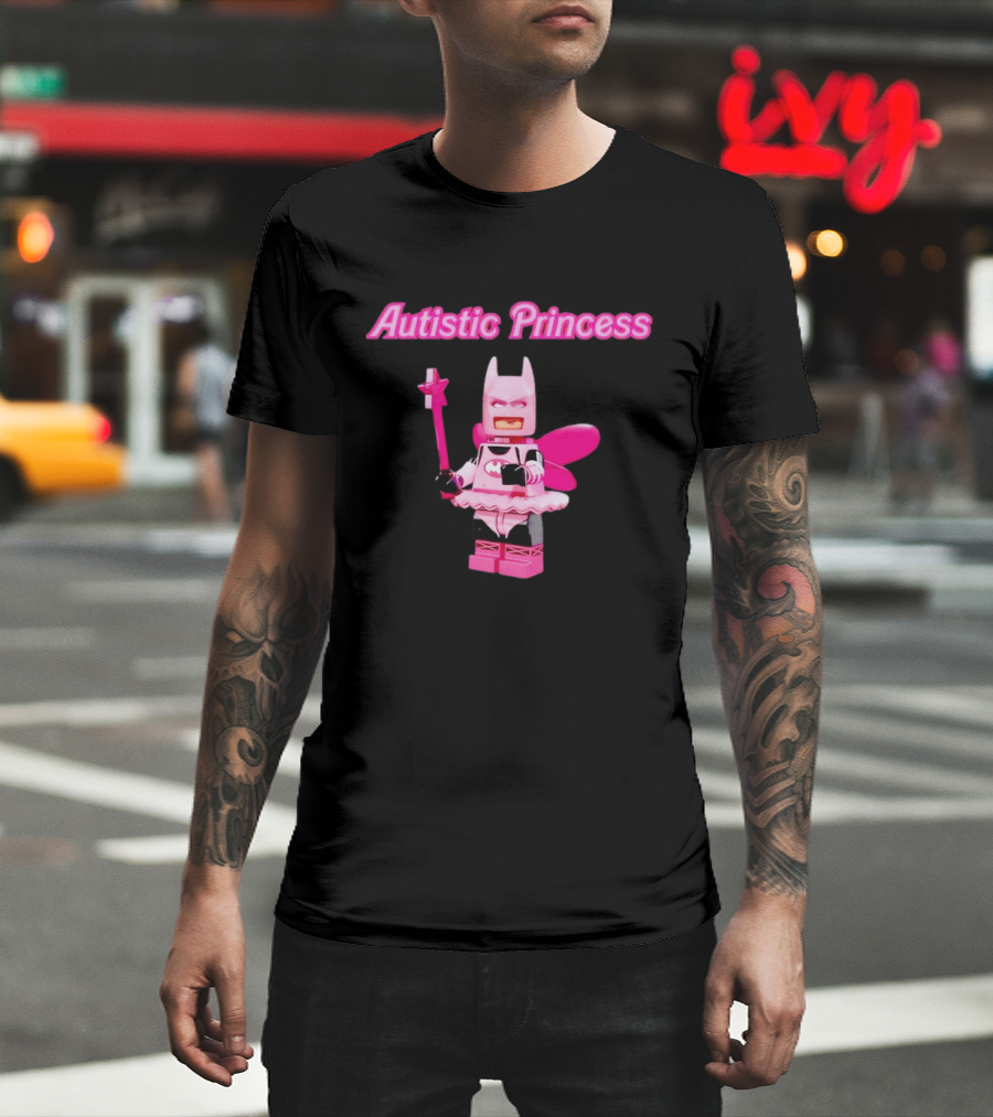 Autistic Princess Pink Batman Figurine With Fairy Wings And Wand T-Shirt