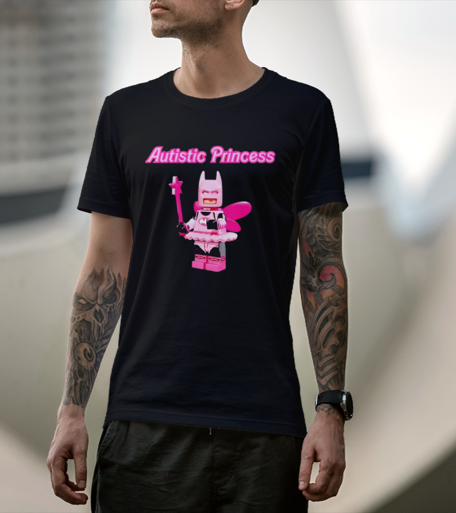 Autistic Princess Pink Batman Figurine With Fairy Wings And Wand T-Shirt
