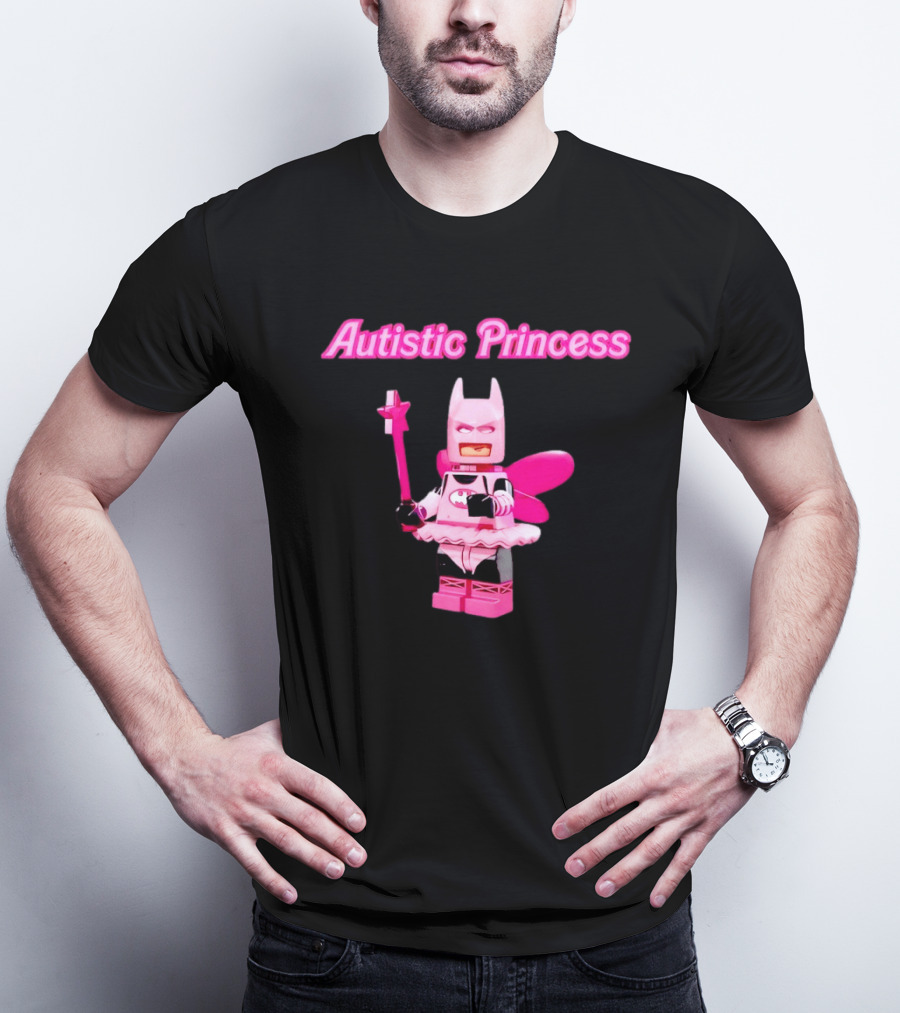 Autistic Princess Pink Batman Figurine With Fairy Wings And Wand T-Shirt