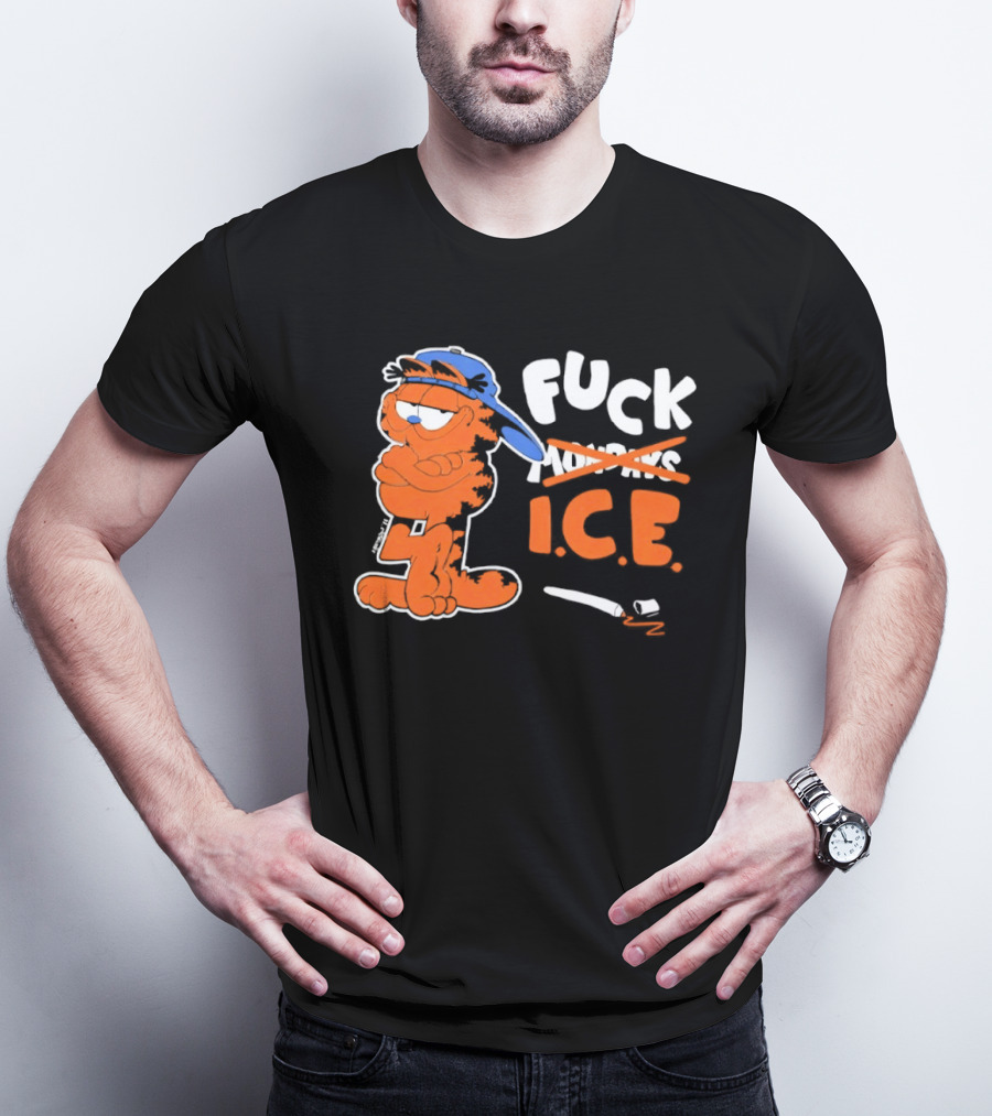 F*** ICE Orange Cat With Blue Hat T-Shirt