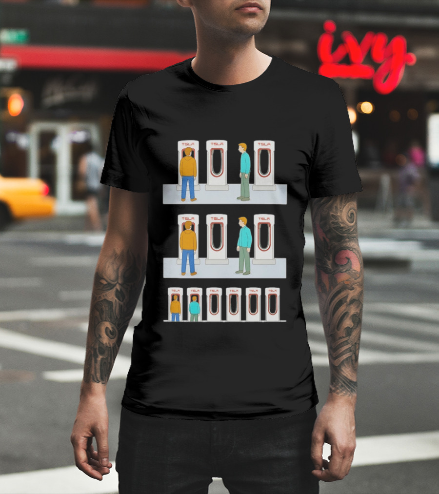 Supercharger Etiquette TSLA Charging Station Queue T-Shirt