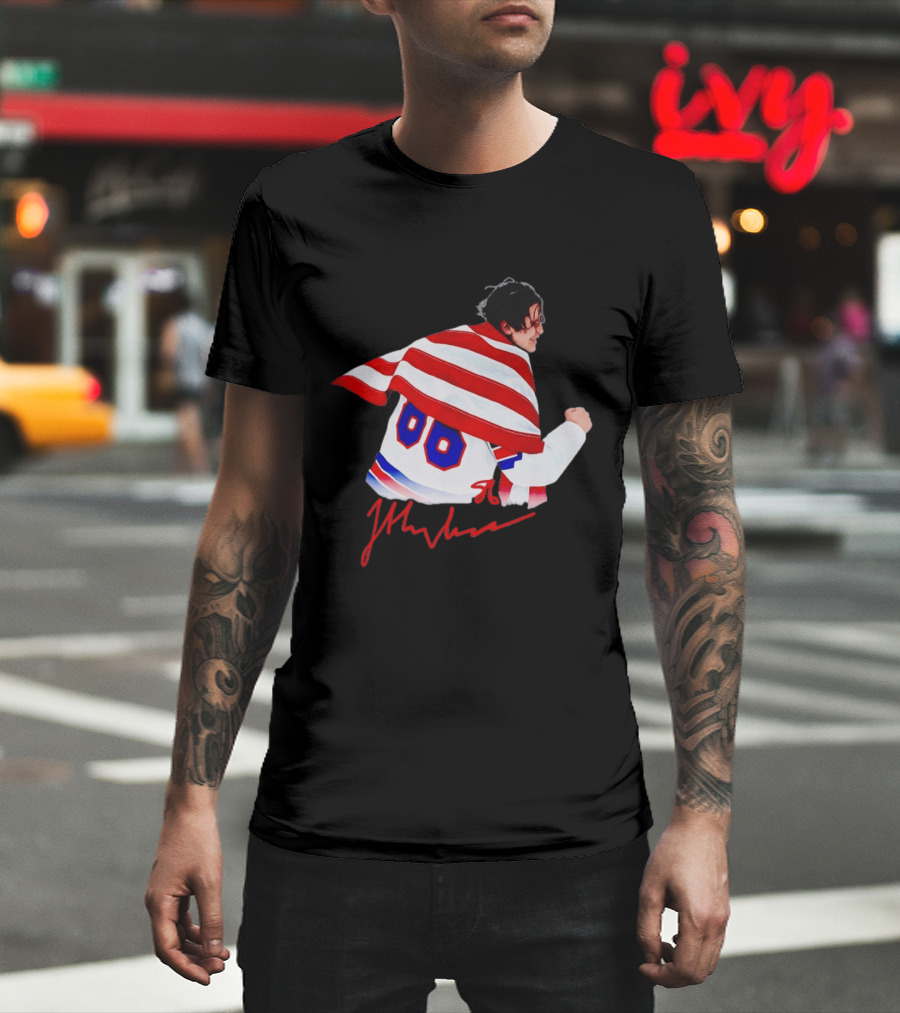 Love Hughes Jack USA 86 Autograph American Flag T-Shirt