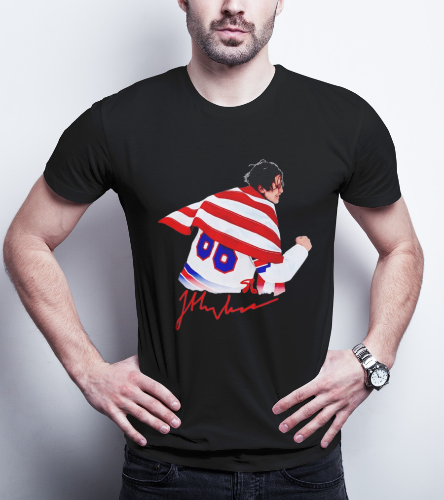 Love Hughes Jack USA 86 Autograph American Flag T-Shirt