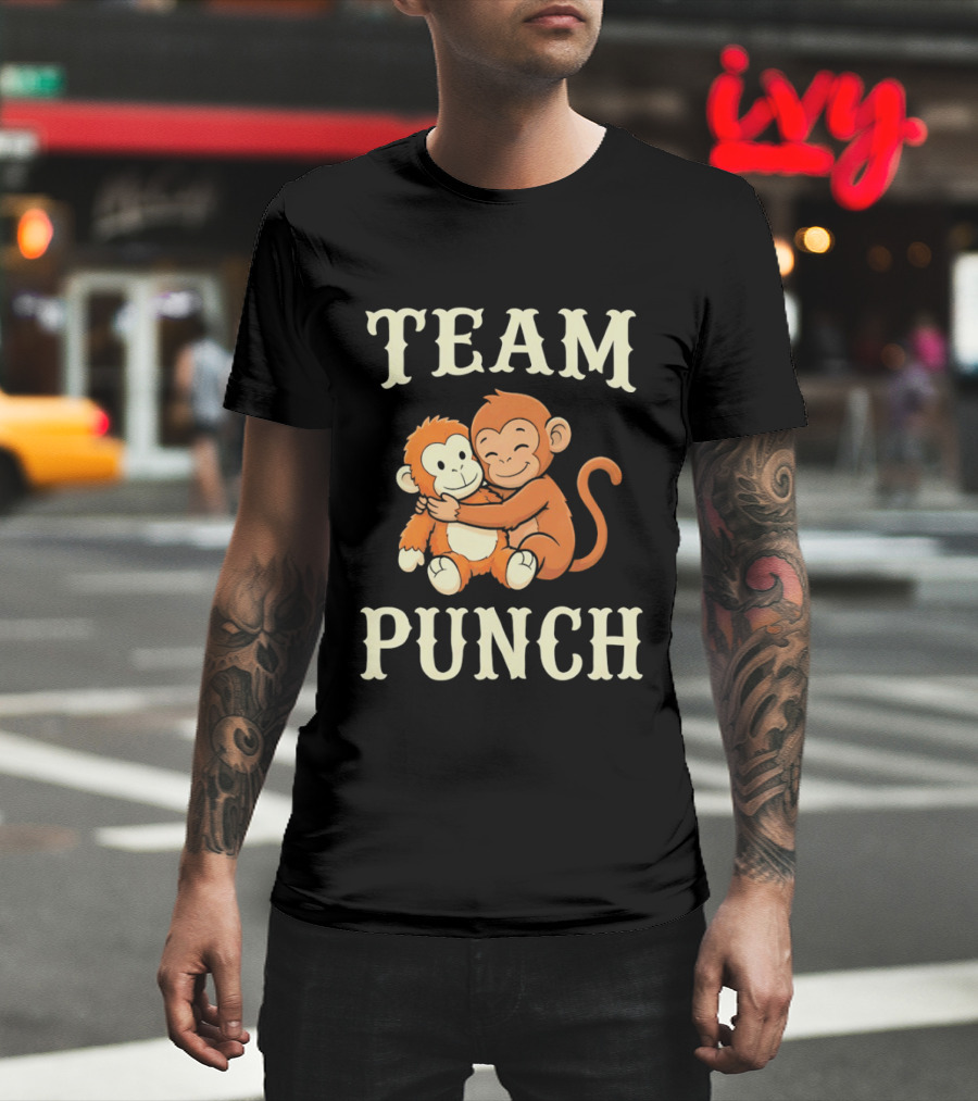 Team Punch Monkey Hugging Companions T-Shirt