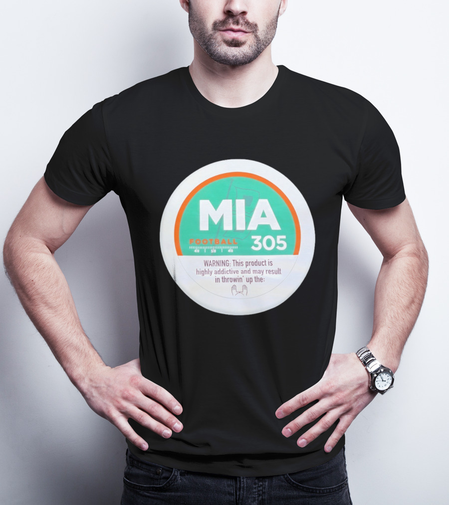 MIA Football 305 Miami Hurricanes Addictive Warning T-Shirt