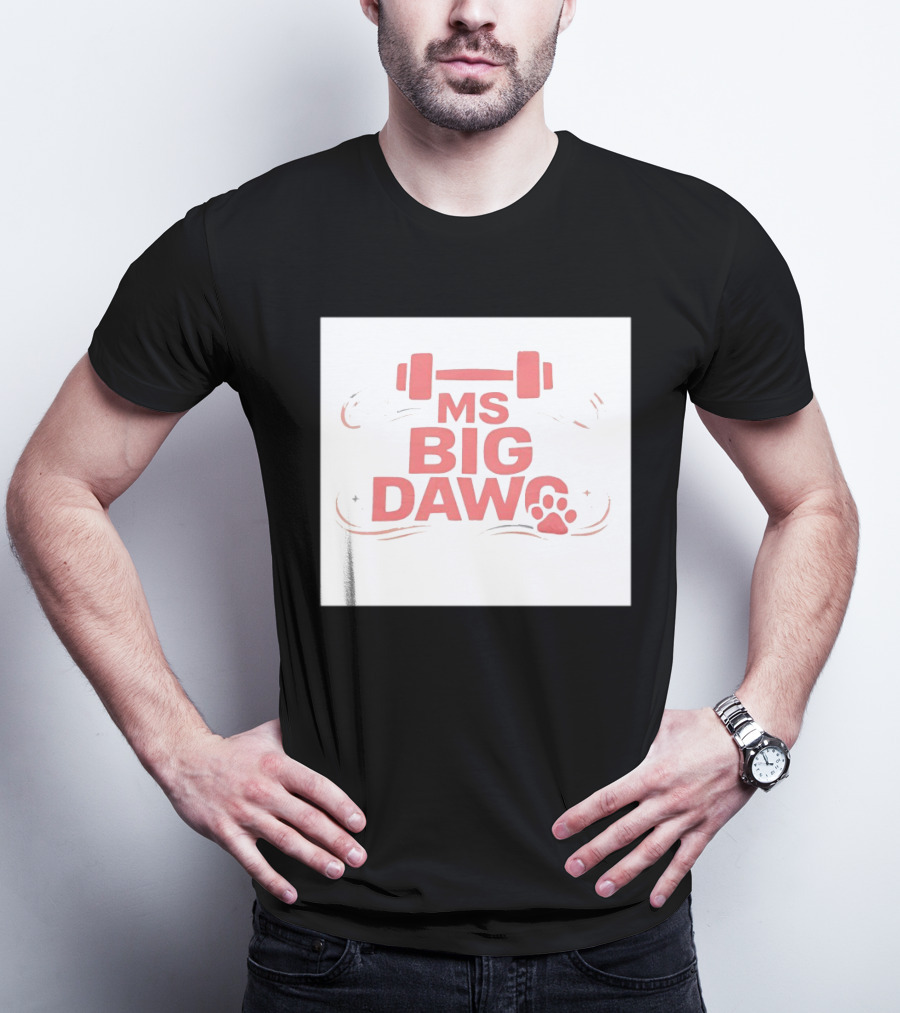 MS Big Dawg Weightlifting Paw Print Fitness T-Shirt