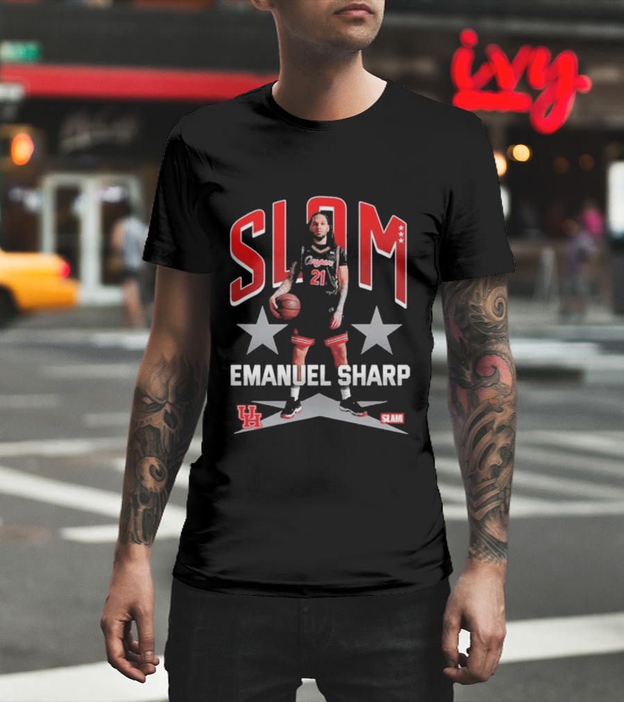Slam Emanuel Sharp Houston Cougars Basketball UH H Town Stars T-Shirt