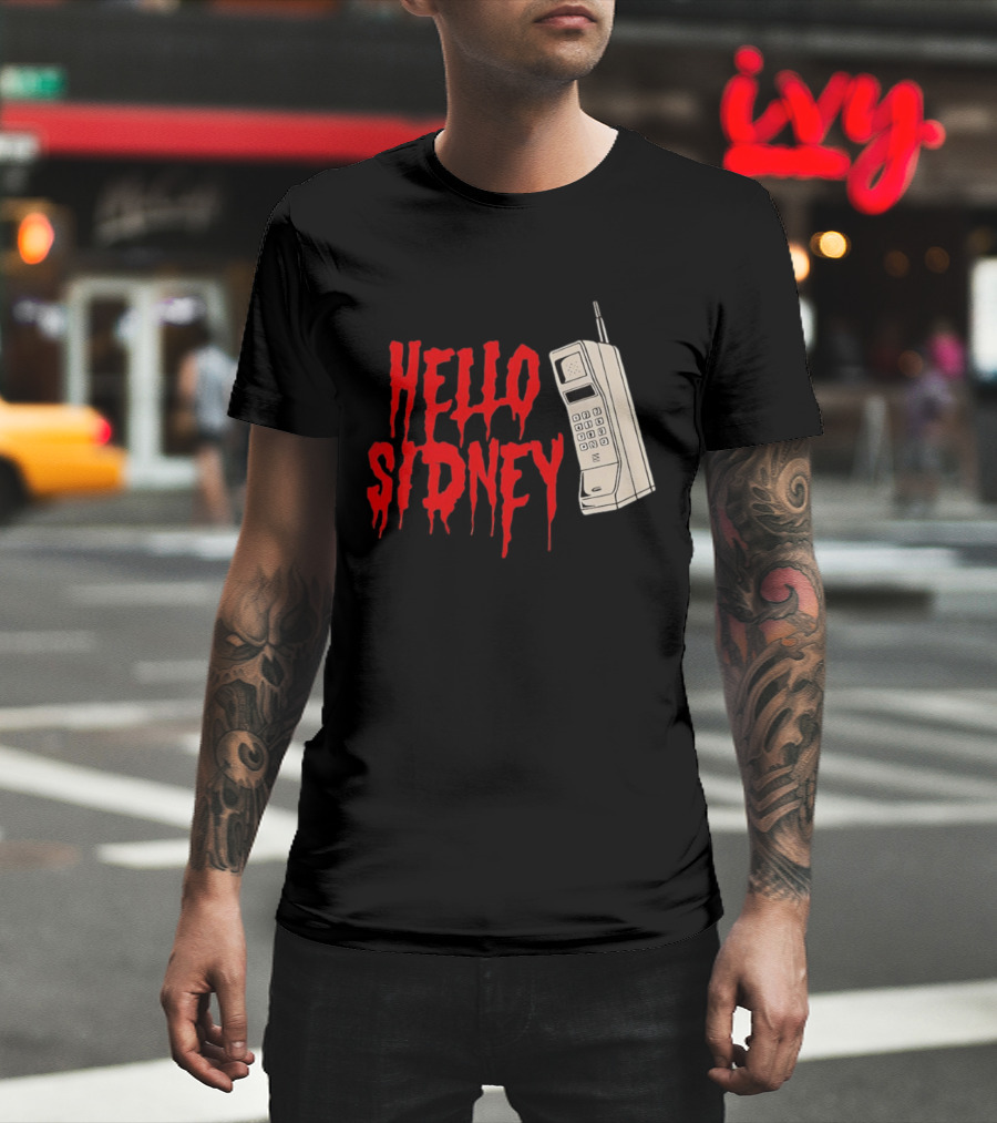 Hello Sidney Scream Movie Vintage Phone Dripping Blood T-Shirt