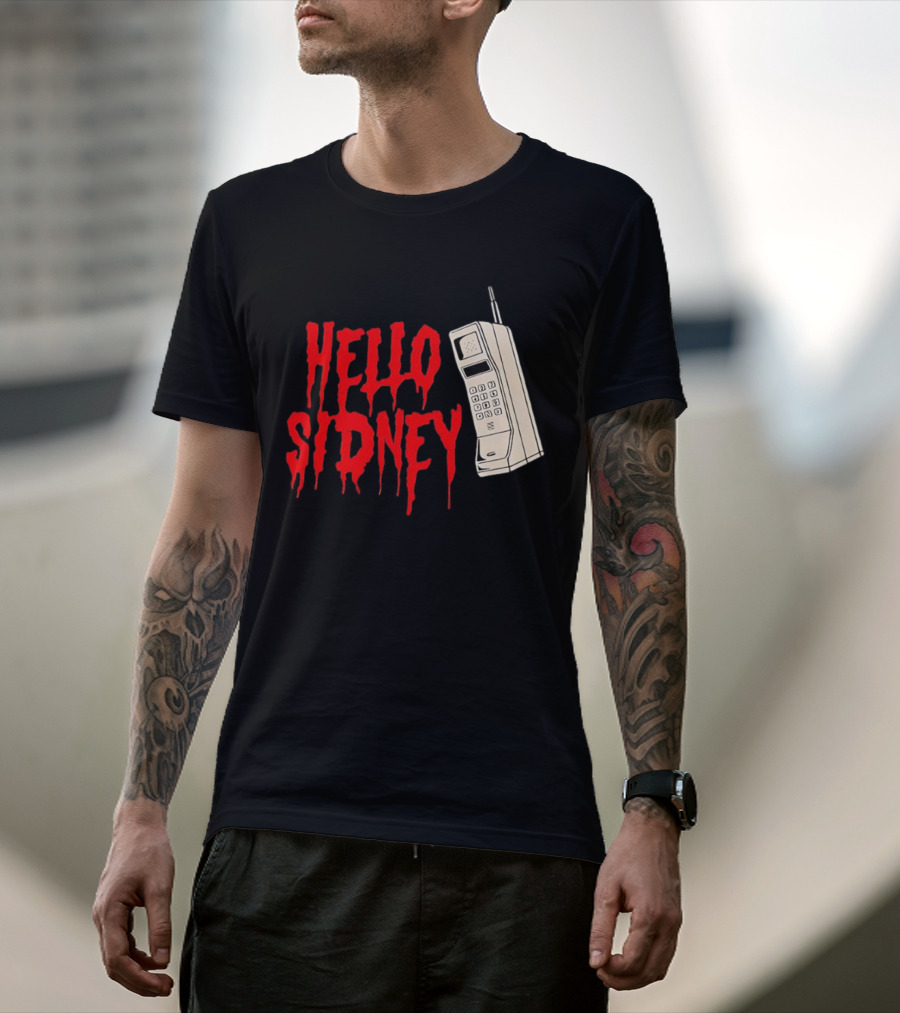 Hello Sidney Scream Movie Vintage Phone Dripping Blood T-Shirt