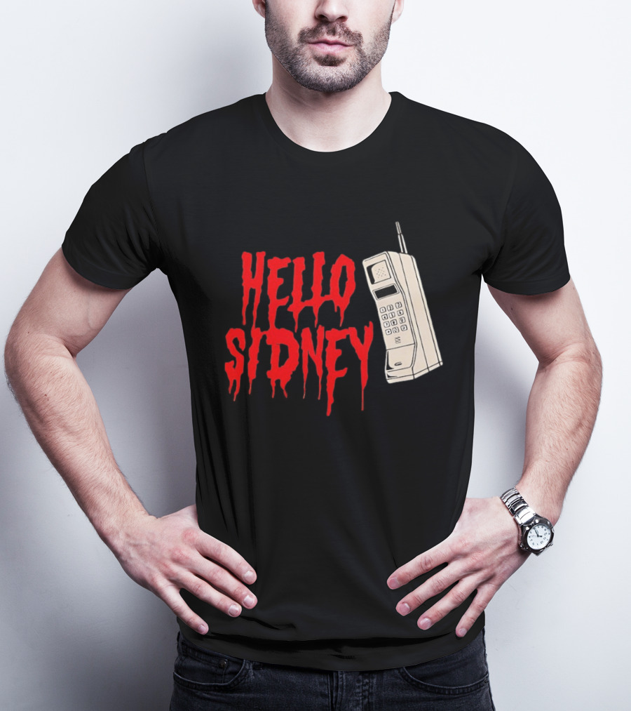 Hello Sidney Scream Movie Vintage Phone Dripping Blood T-Shirt