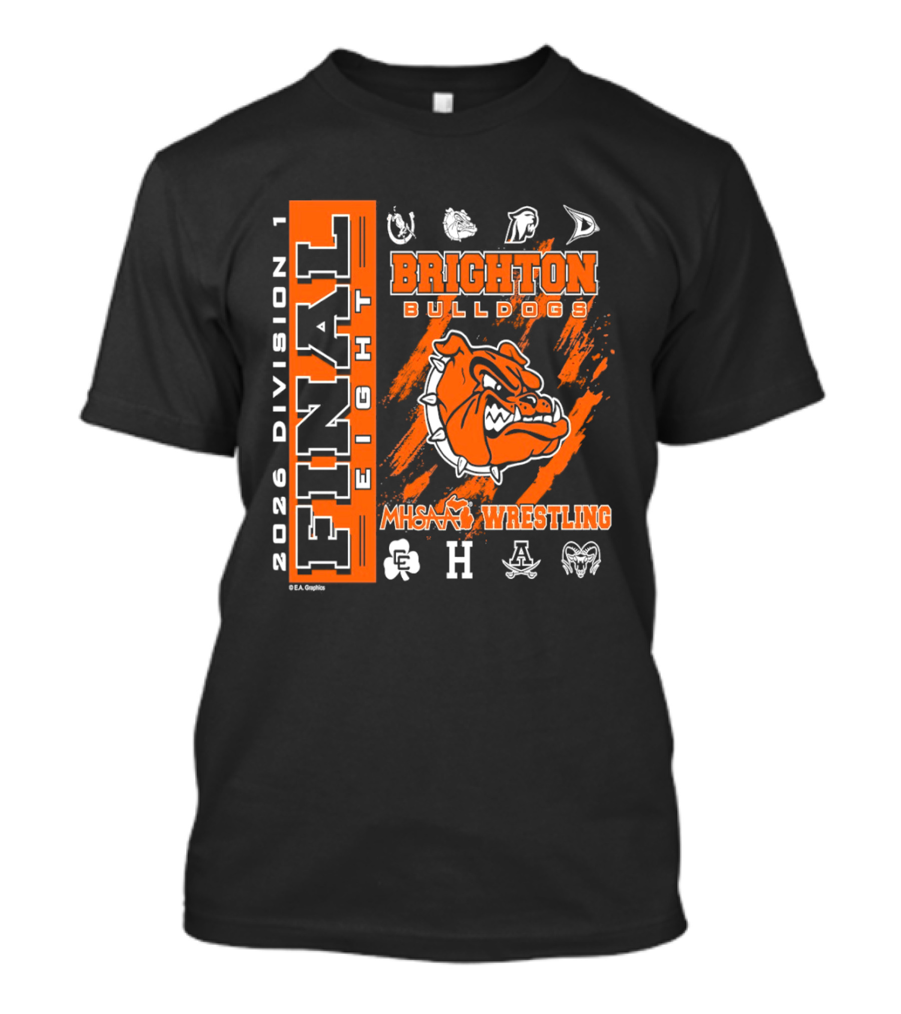 2026 Division 1 Final Eight Brighton Bulldogs MHSAA Wrestling T-Shirt