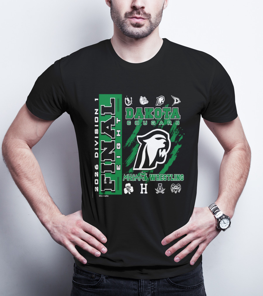2026 Division 1 Final Eight MHSAA Wrestling Dakota Cougars T-Shirt