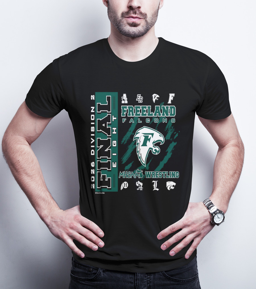 2026 Division 2 Final Eight Freeland Falcons MHSAA Wrestling T-Shirt