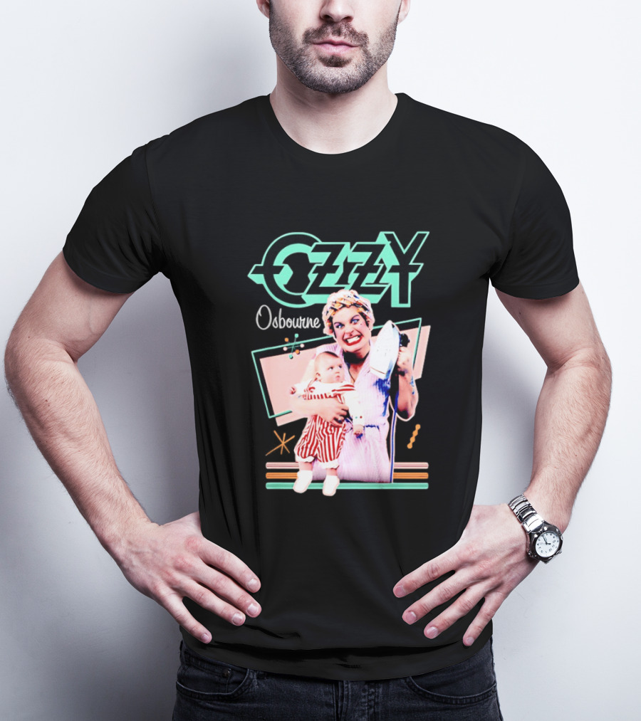 Ozzy Osbourne Retro Woman Holding Baby With Iron T-Shirt