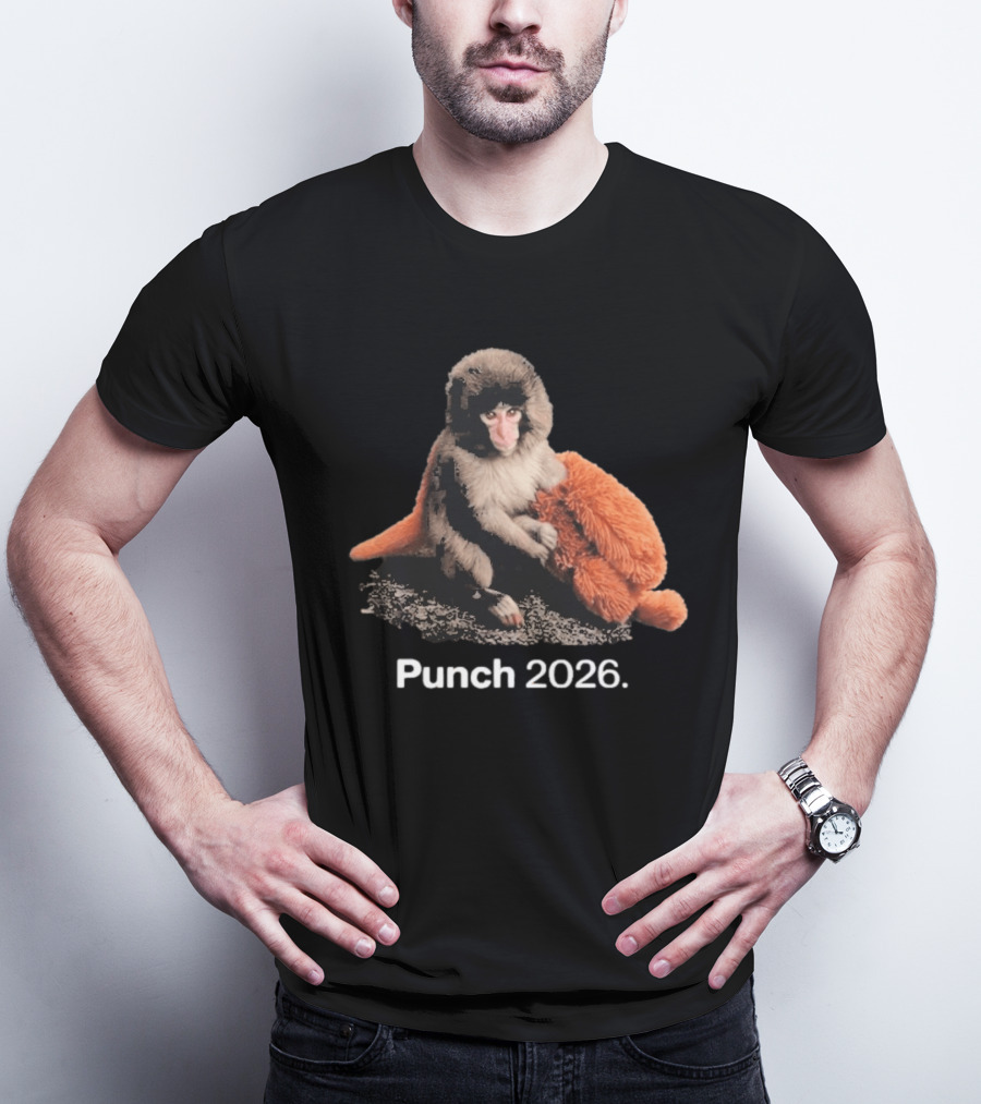 Punch Monkey 2026 Hugging Plush Toy T-Shirt
