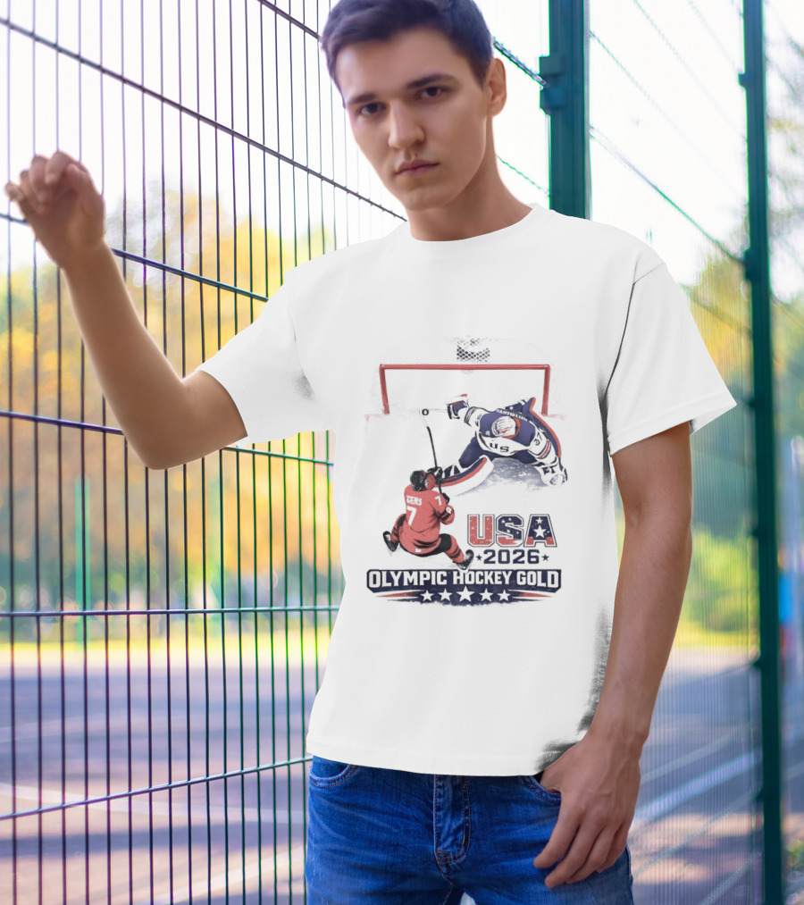 USA 2026 Olympic Hockey Gold Jack Hughes T-Shirt