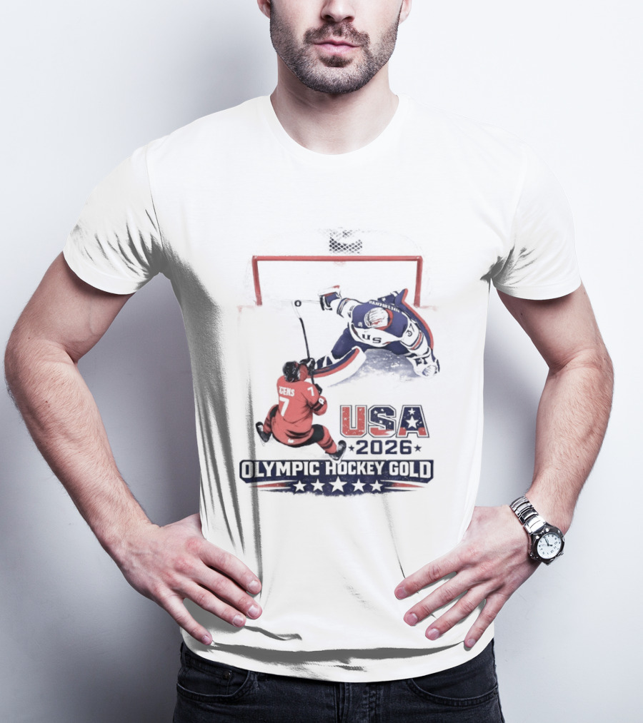 USA 2026 Olympic Hockey Gold Jack Hughes T-Shirt