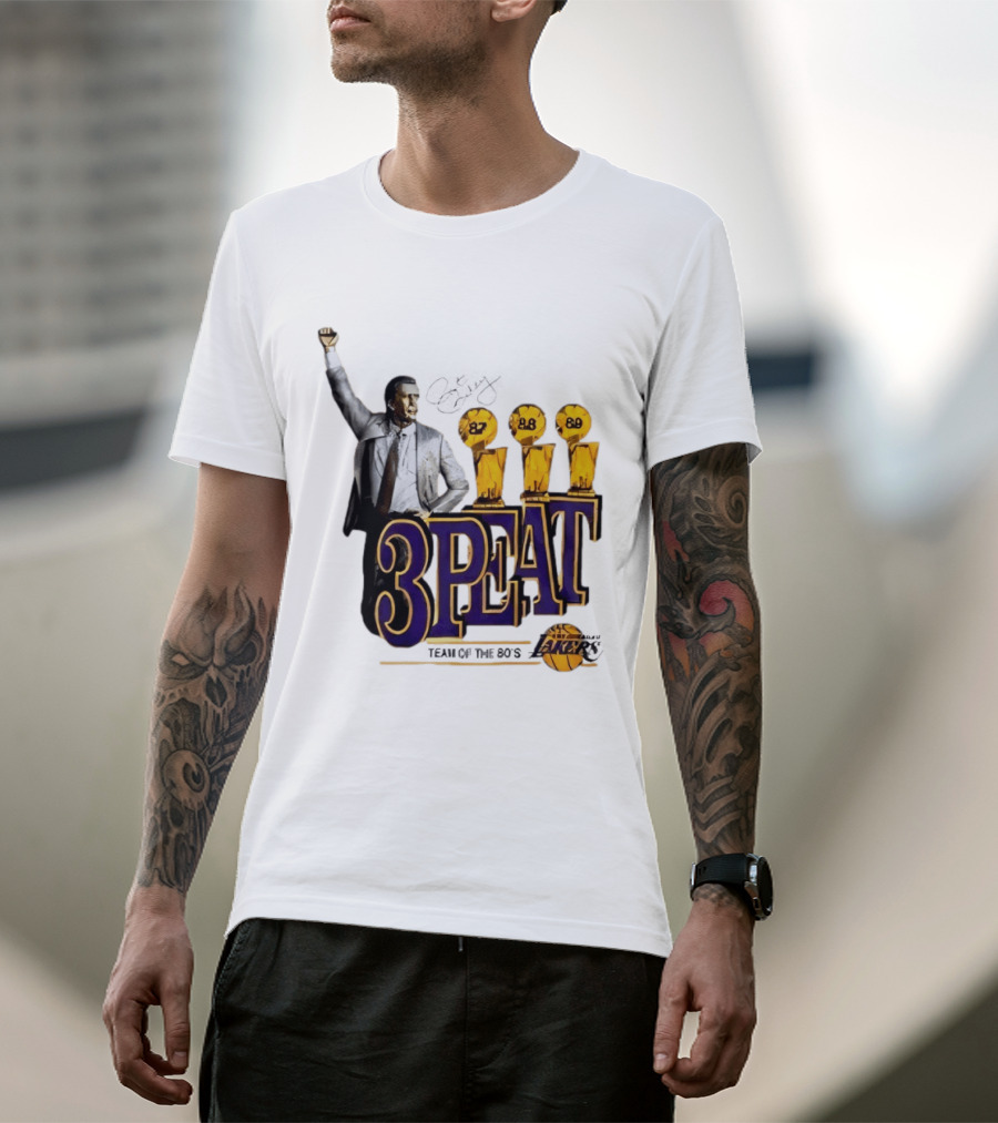 Los Angeles Lakers 3 Peat Team Of The 80s Pat Riley Champions 87 88 89 T-Shirt