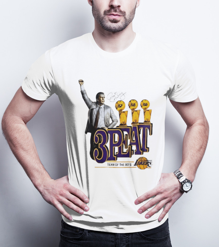 Los Angeles Lakers 3 Peat Team Of The 80s Pat Riley Champions 87 88 89 T-Shirt