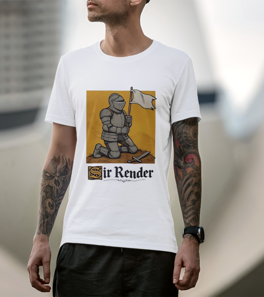 Sir Render Medieval Soldier Holding White Flag Knight Surrender T-Shirt