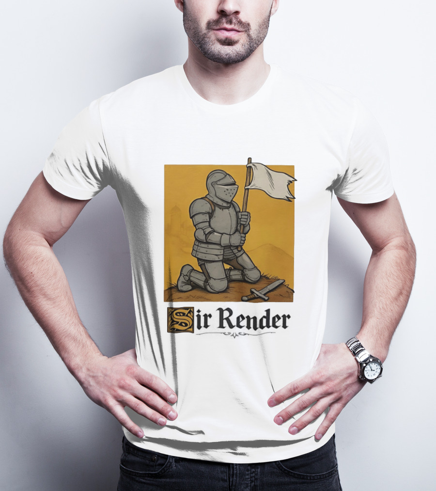 Sir Render Medieval Soldier Holding White Flag Knight Surrender T-Shirt