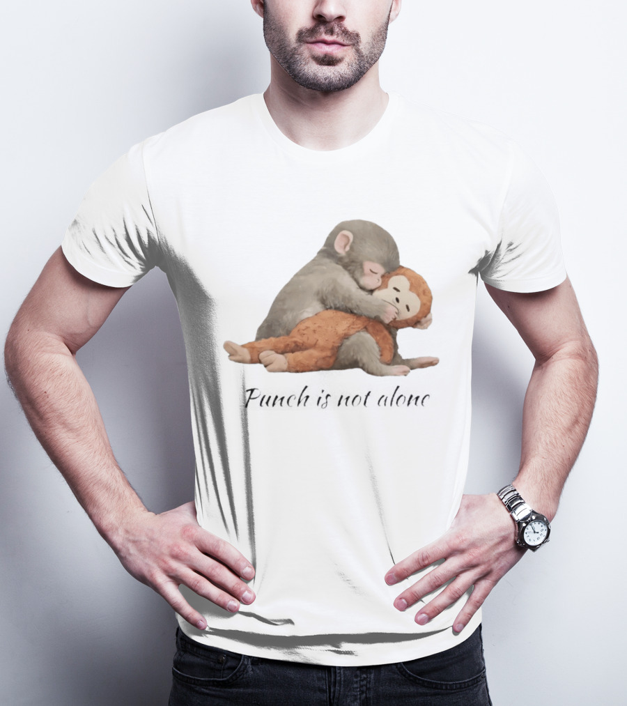Punch Is Not Alone Hugging Monkeys Cuddle T-Shirt