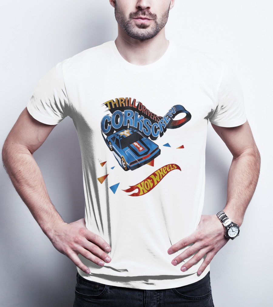 Thrill Drivers Corkscrew Hot Wheels Blue Car Iconic Racing Loop T-Shirt