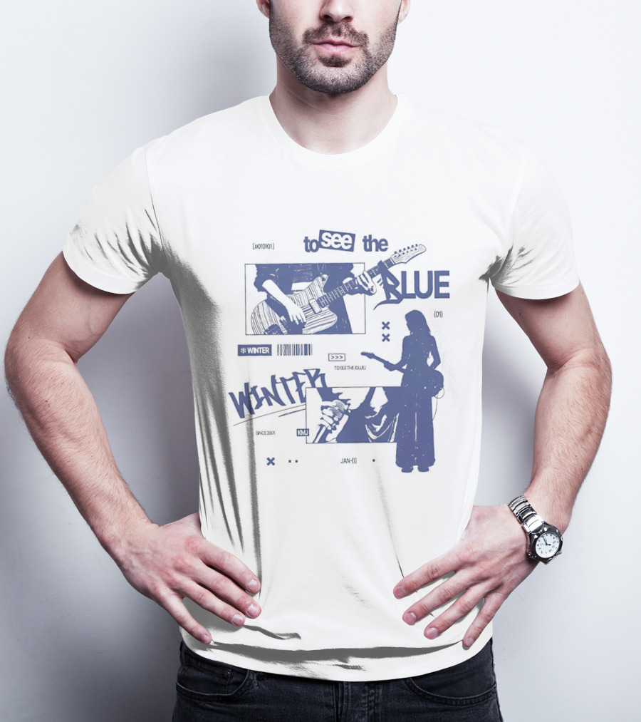 To See The Blue Winter Music Band Guitar T-Shirt