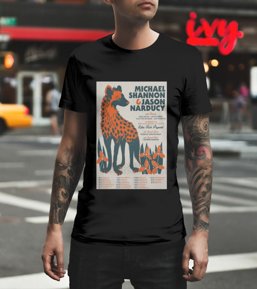 Michael Shannon Jason Narducy Friends Lifes Rich Pageant Tour 40th Anniversary Featuring Bobcat Goldthwait Eugene Mirman T-Shirt