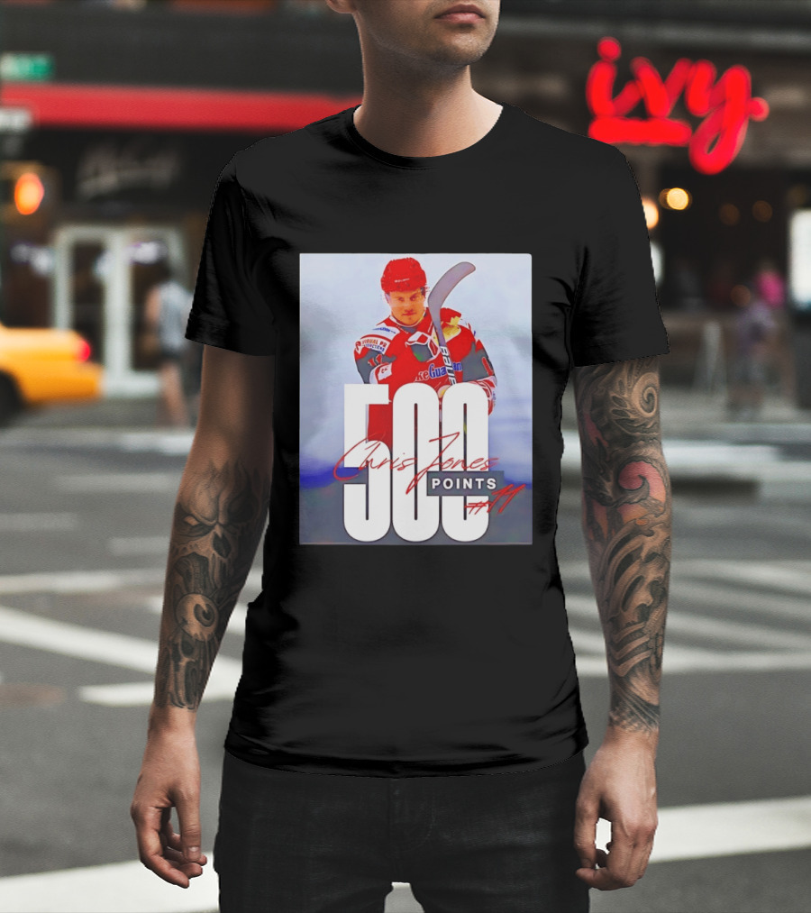 Chris Jones 500 Points Hockey Swindon Wildcats Number 47 T-Shirt