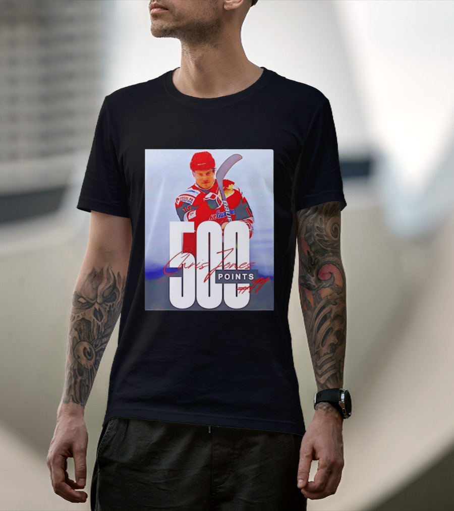 Chris Jones 500 Points Hockey Swindon Wildcats Number 47 T-Shirt
