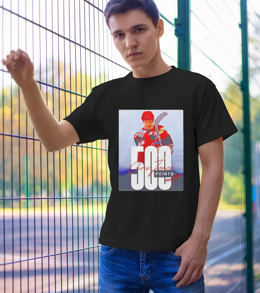 Chris Jones 500 Points Hockey Swindon Wildcats Number 47 T-Shirt