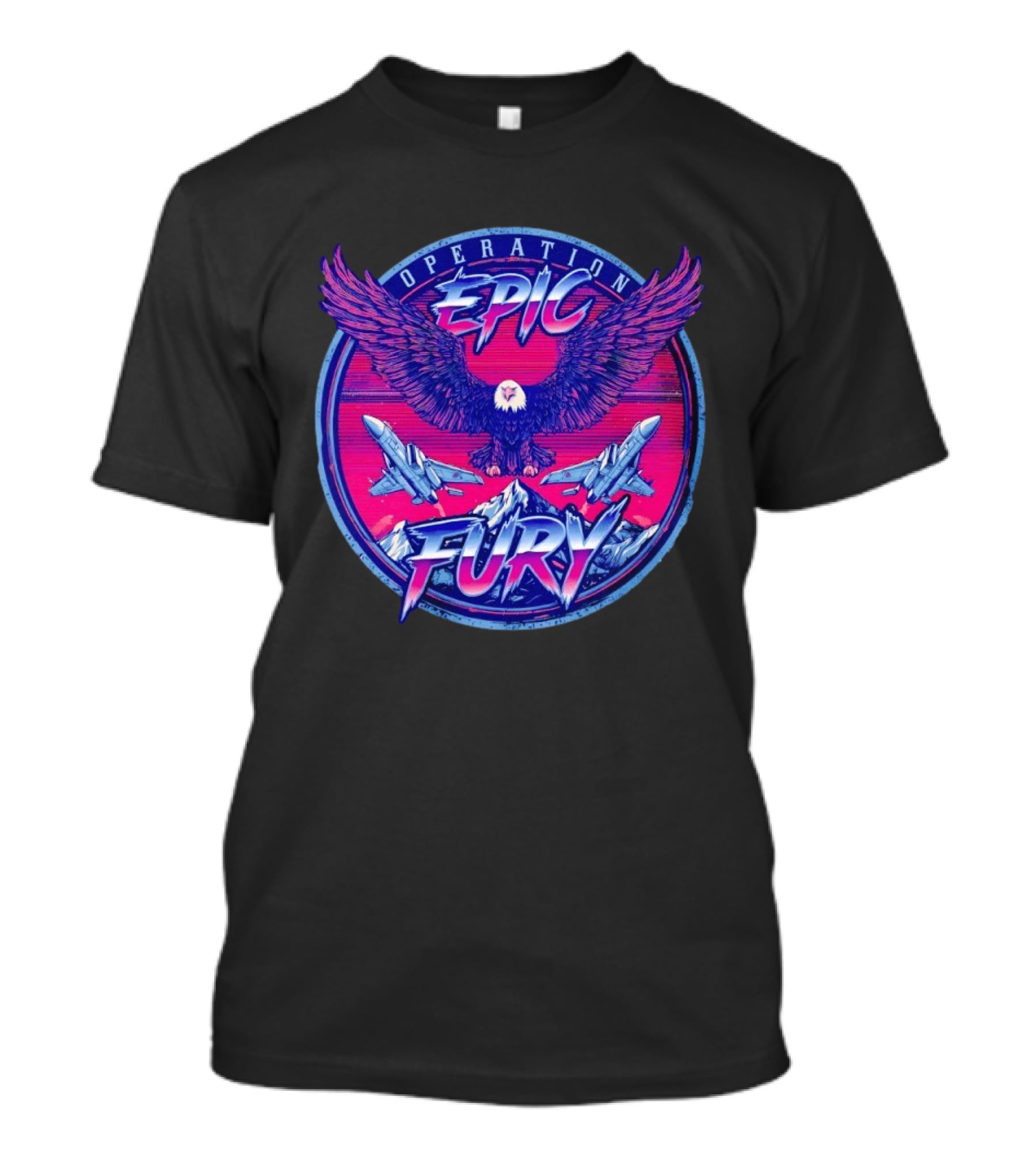 Operation Epic Fury Eagle Fighter Jets Mountain Circle T-Shirt