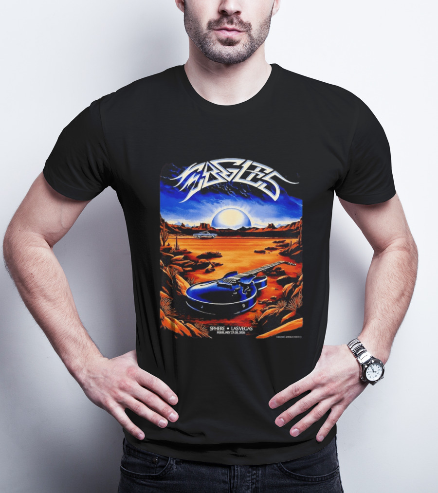 Eagles Live At Sphere Las Vegas February 27 28 2026 Desert Landscape Guitar T-Shirt