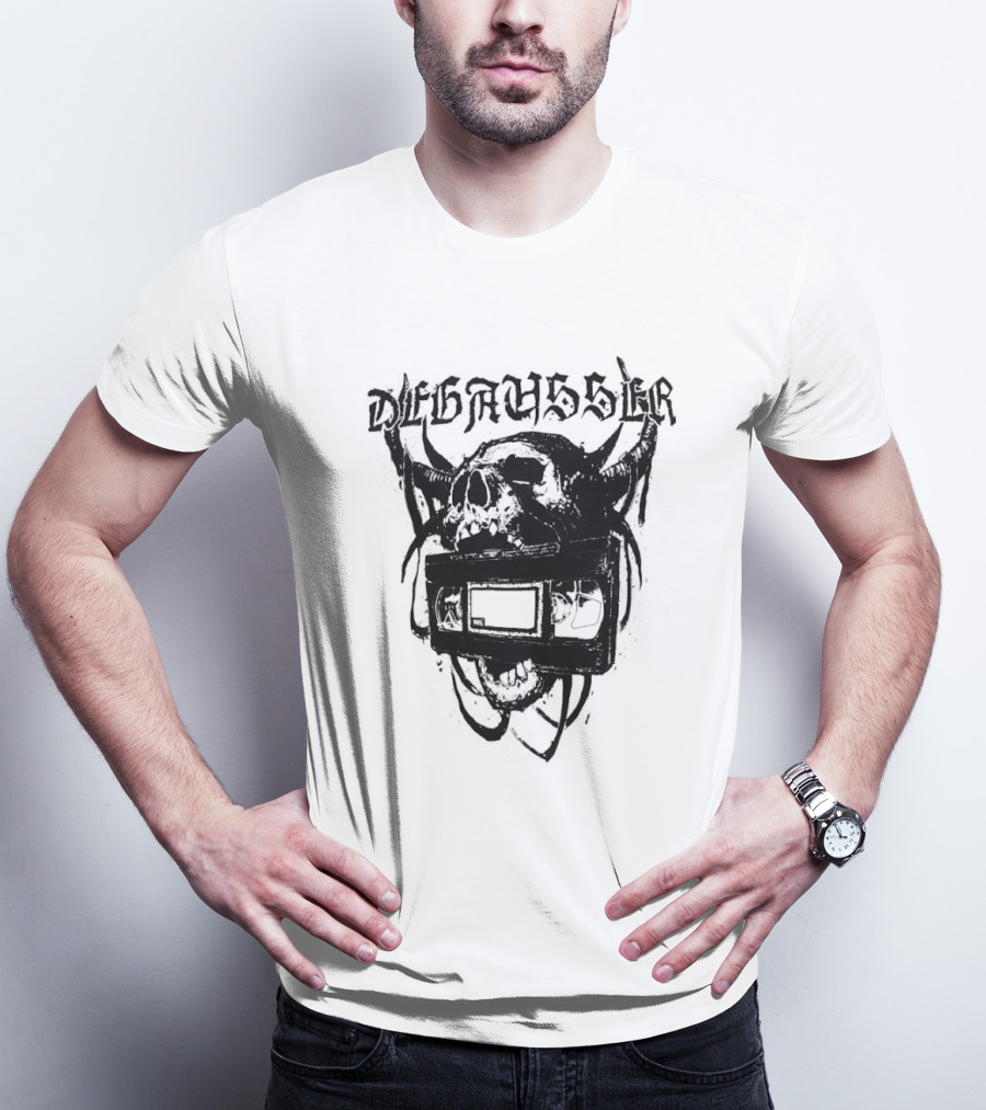 Degausser Skull Grunge Aesthetic With Horns And TV Screen T-Shirt