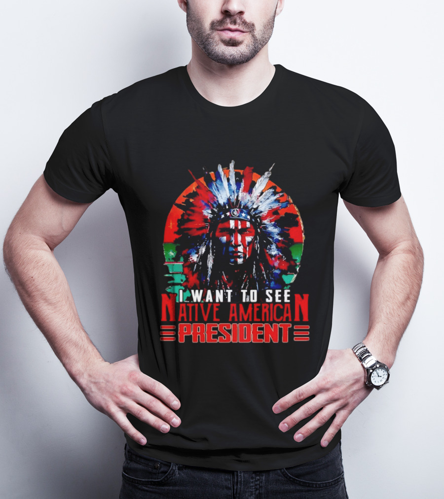 Native American President Bold Statement Feathers Headdress Vision T-Shirt