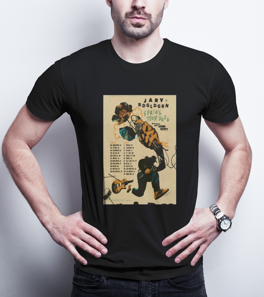JARV RDGLDGRN Spring Tour 2026 With Guest Damn Skippy Tour Dates T-Shirt