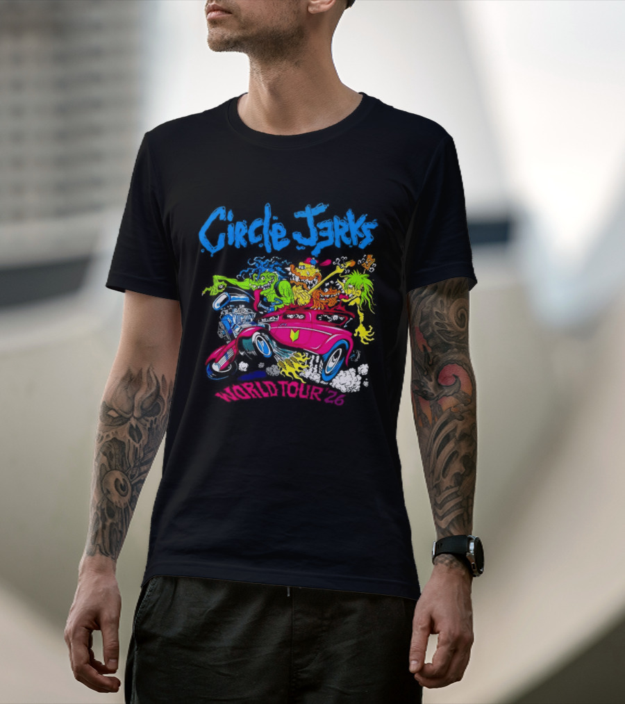 Circle Jerks World Tour 2026 Hot Rod Cartoon T-Shirt
