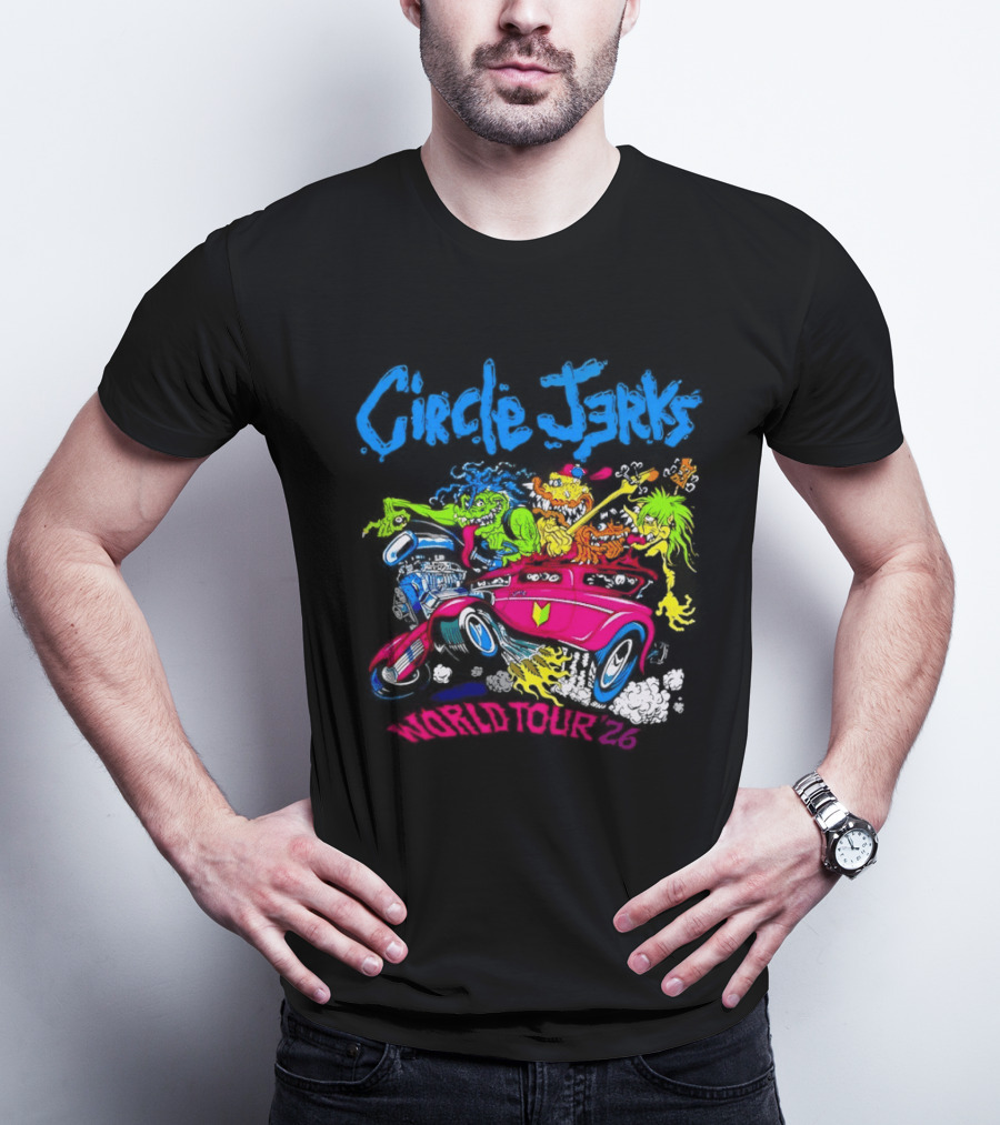 Circle Jerks World Tour 2026 Hot Rod Cartoon T-Shirt
