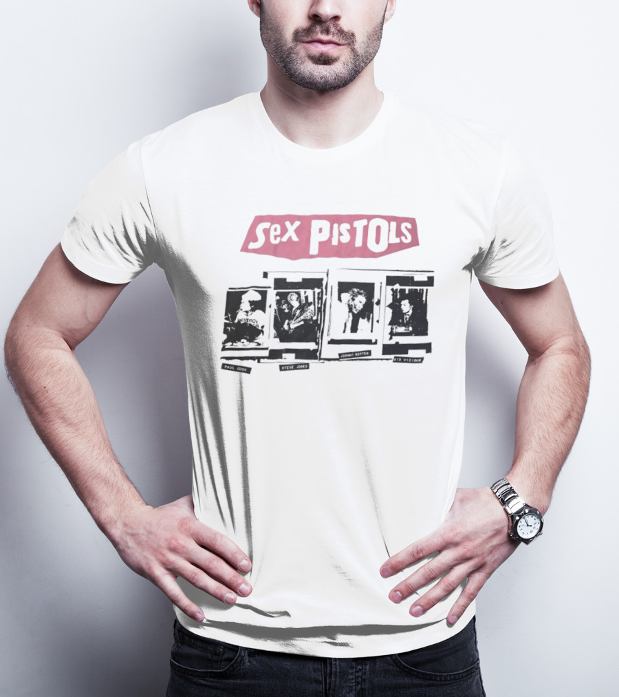Sex Pistols Pink Logo And Band Photo Collage T-Shirt